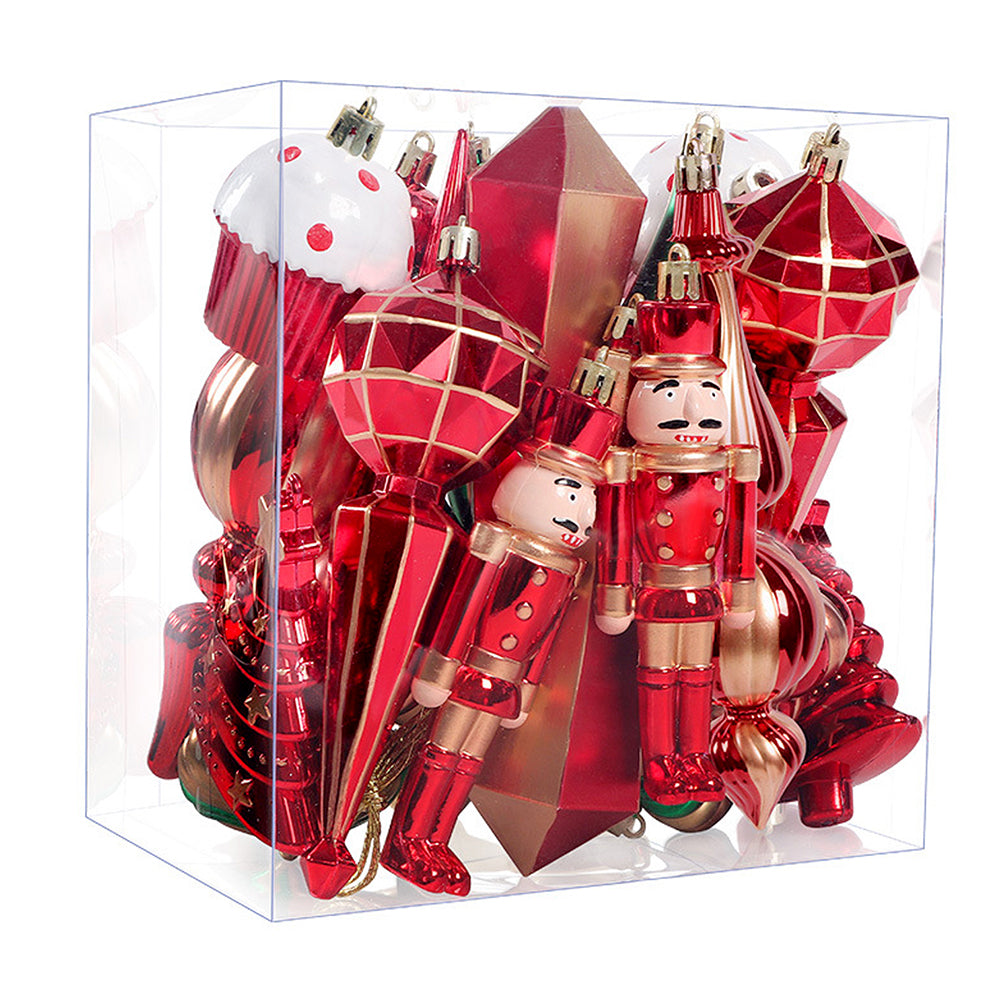 22pcs Red & Green Big Long nutcracker assorted Christmas Tree Balls
